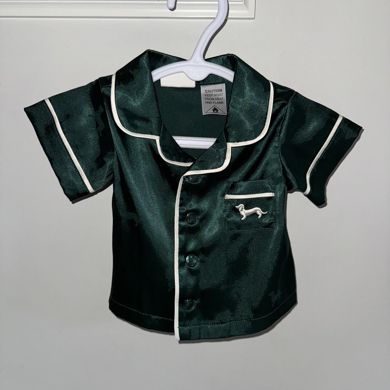 PETER ALEXANDER - Baby Green and white silk pyjama... - Depop