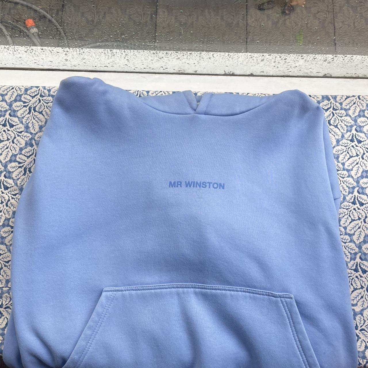 Mr Winston Women's Blue Hoodie | Depop