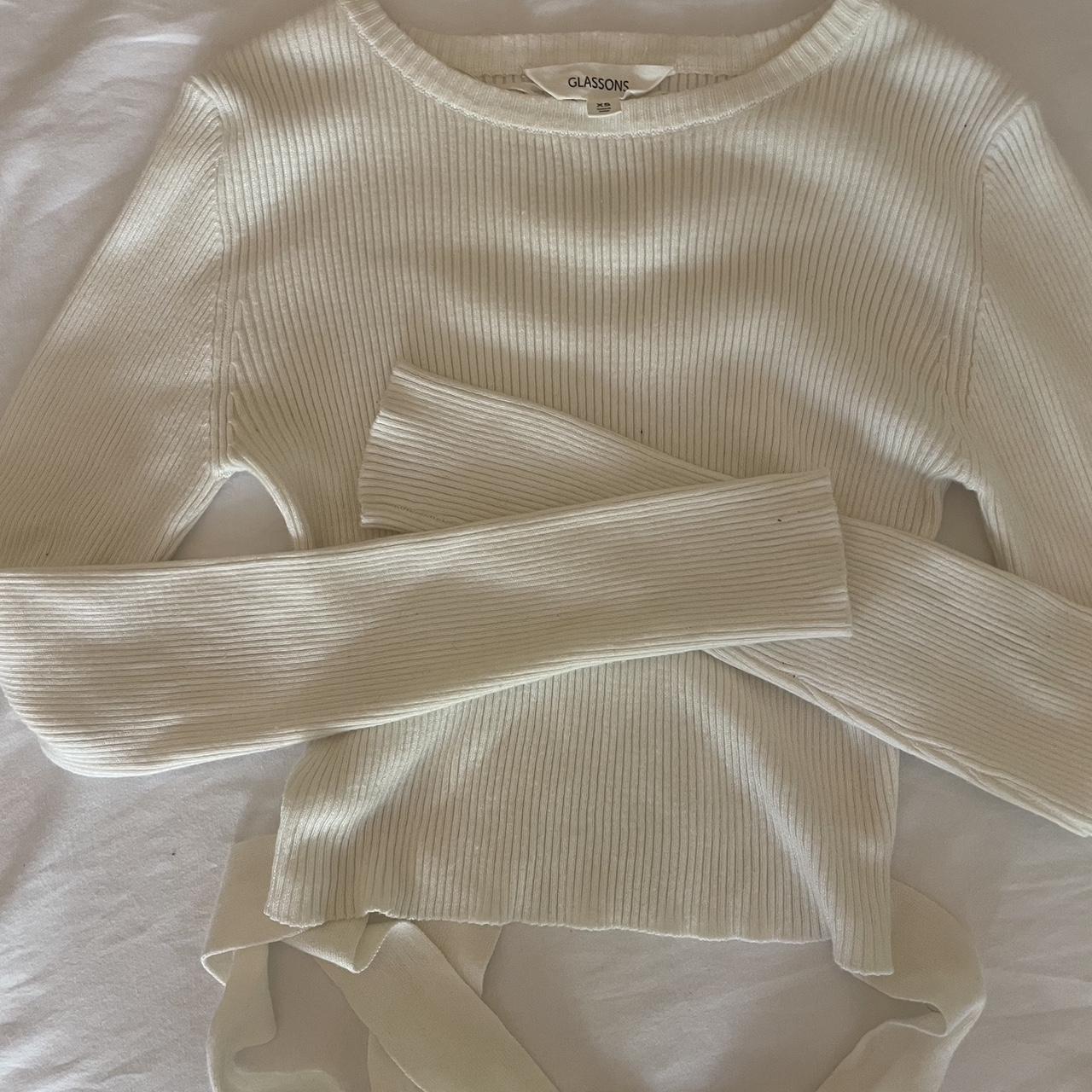 Glassons long sleeve knit top with tie back - Depop