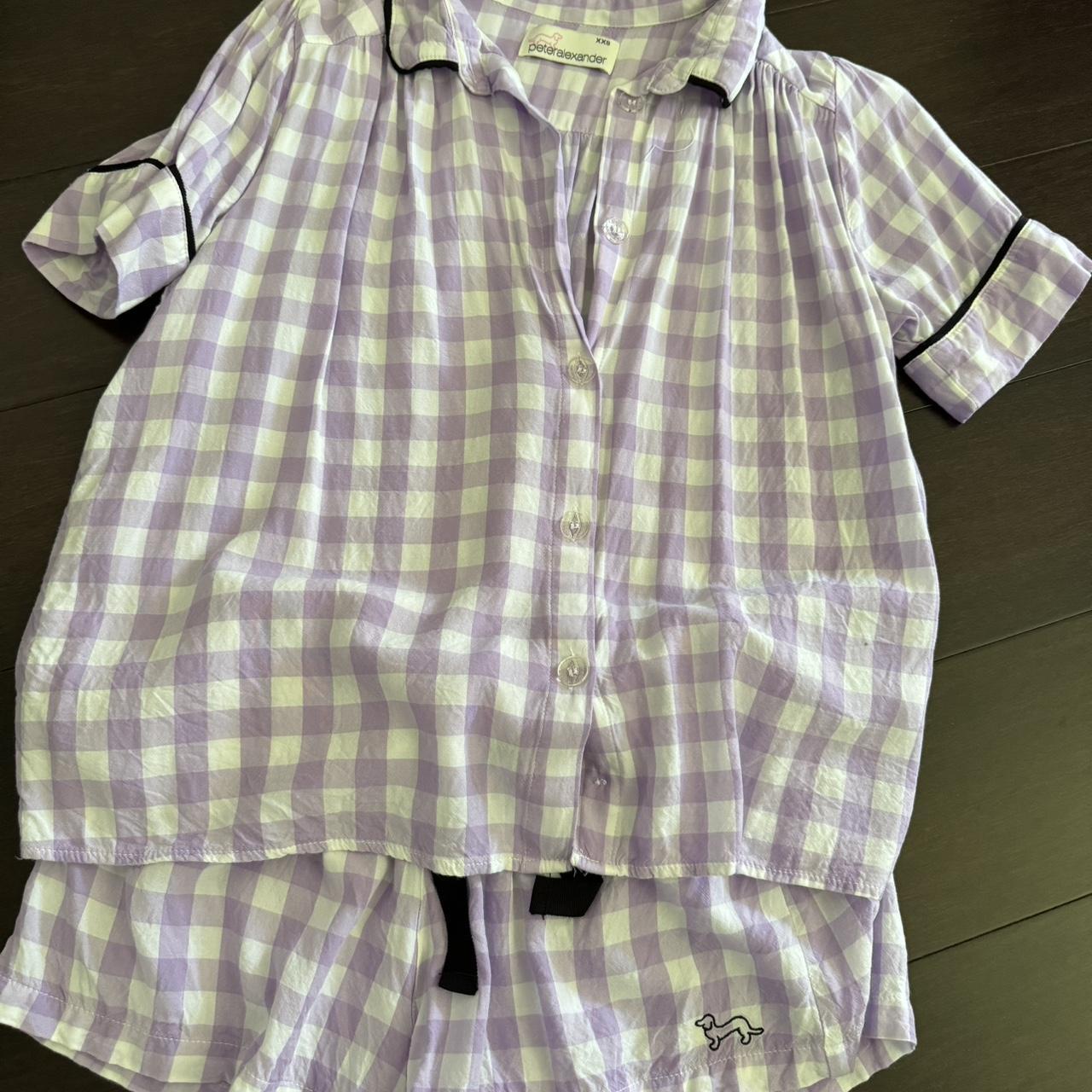 Peter Alexander lilac/white check pyjamas XXS - Depop