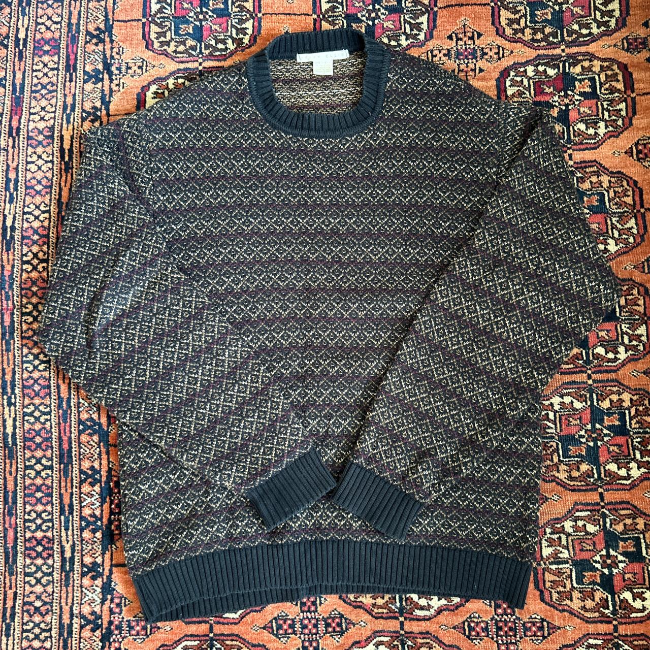 Vintage Perry Ellis sweater 90s really cool pattern.... | Depop