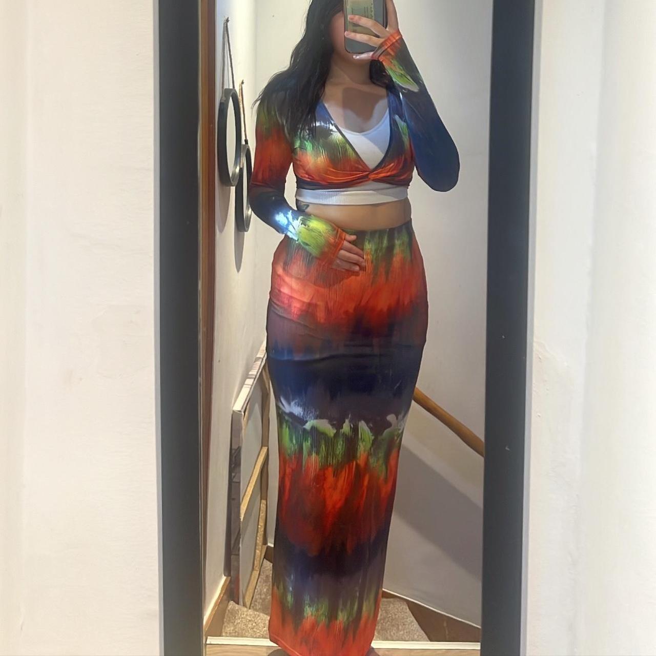 Shein maxi skirt and top co ord Multicolour Size S... - Depop