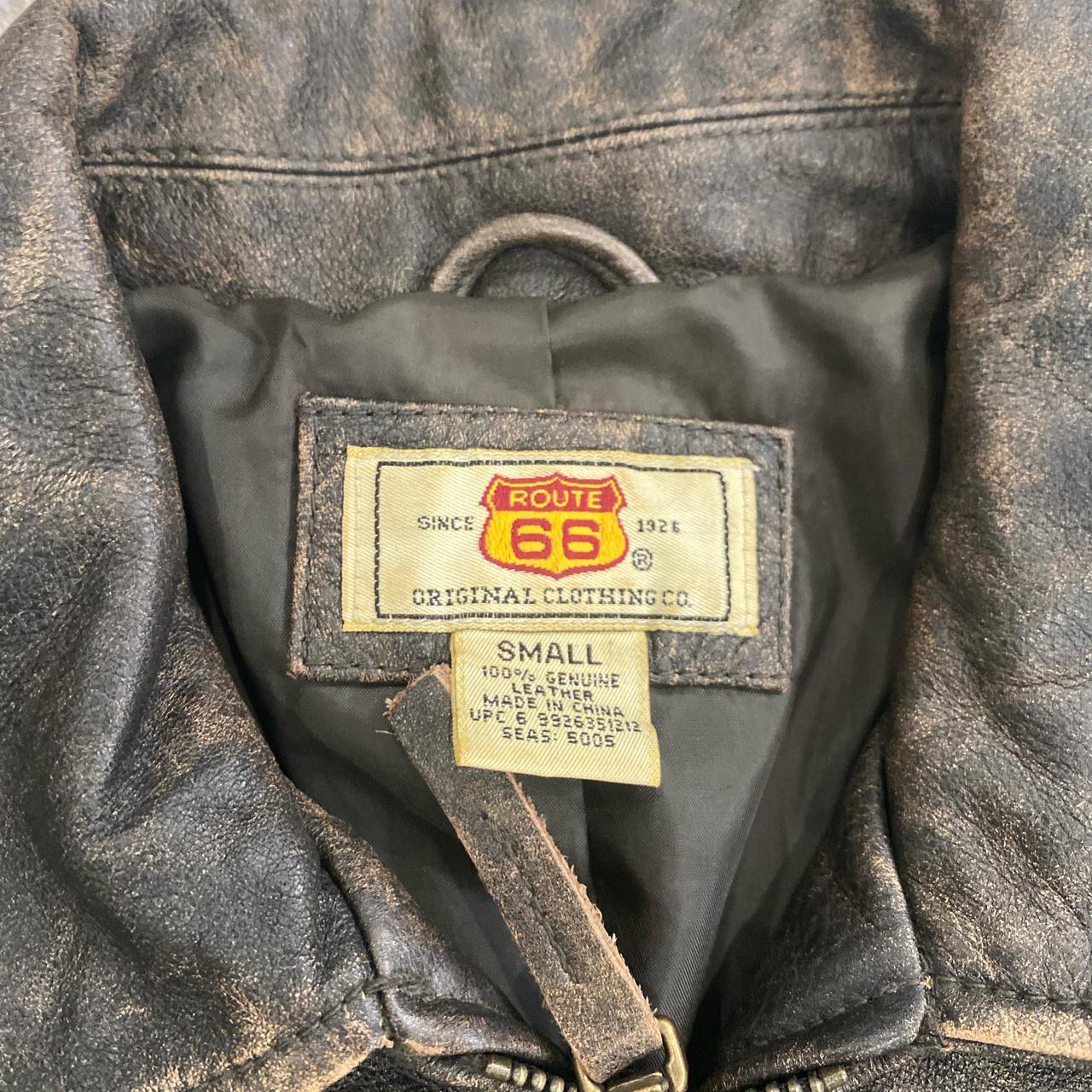 100% moto leather Brown Route 66 Jacket Perfect... - Depop