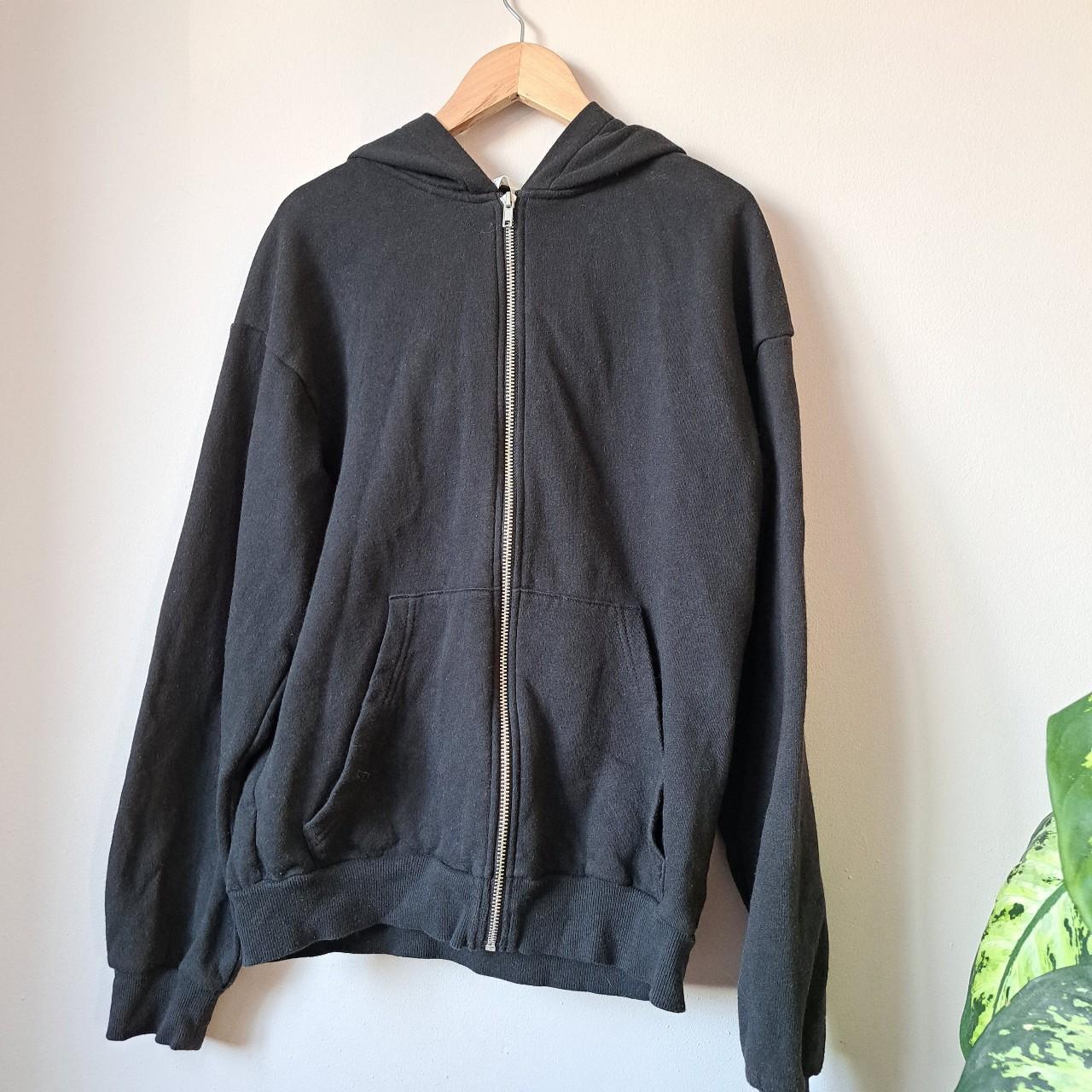 H&M black zipup hoodie size s in perfect condition,... | Depop