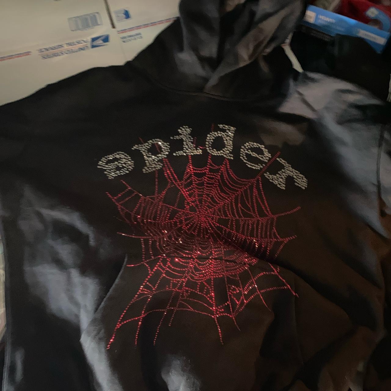 Authentic Rhinestone sp5der hoodie taking offers... - Depop