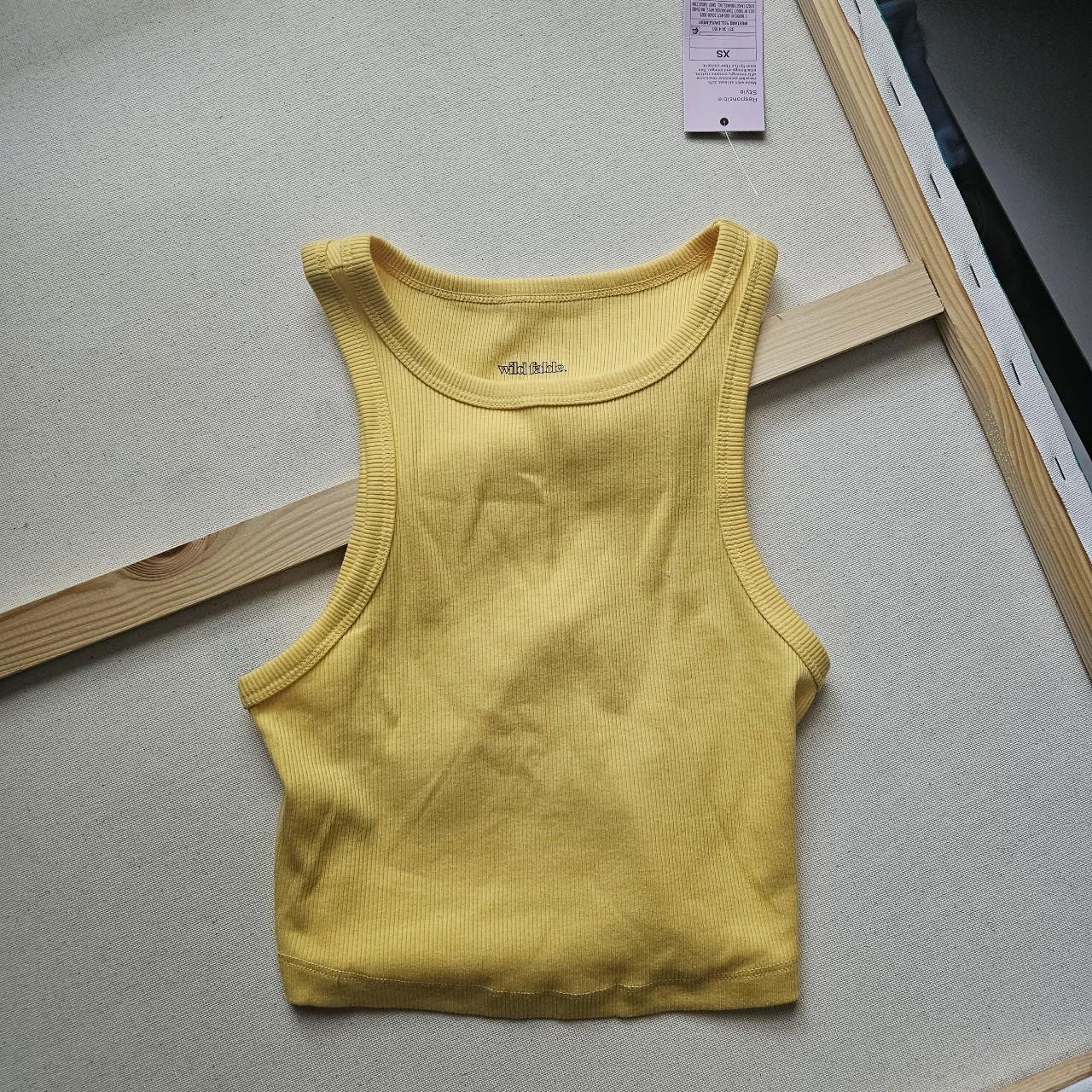 Cropped Tank Top High neck Bright yellow New... - Depop