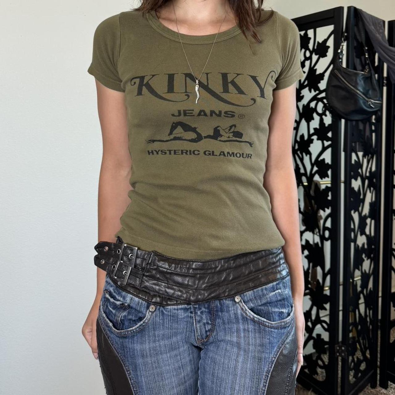 Vintage Y2K Hysteric Glamour Kinky baby tee Olive... - Depop