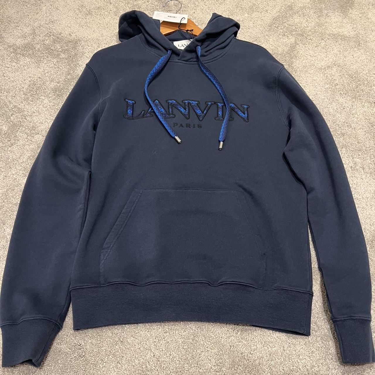NAVY BLUE LANVIN HOODIE MENS SIZE M NEW WITH... - Depop