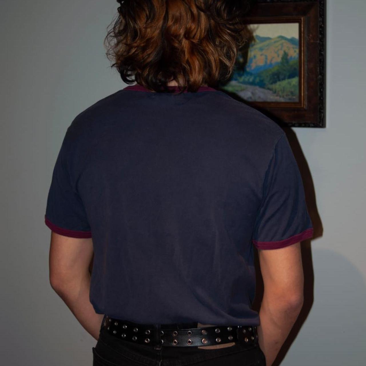 Maroon and Navy Ralph Lauren Tee L (fits me like a M) - Depop