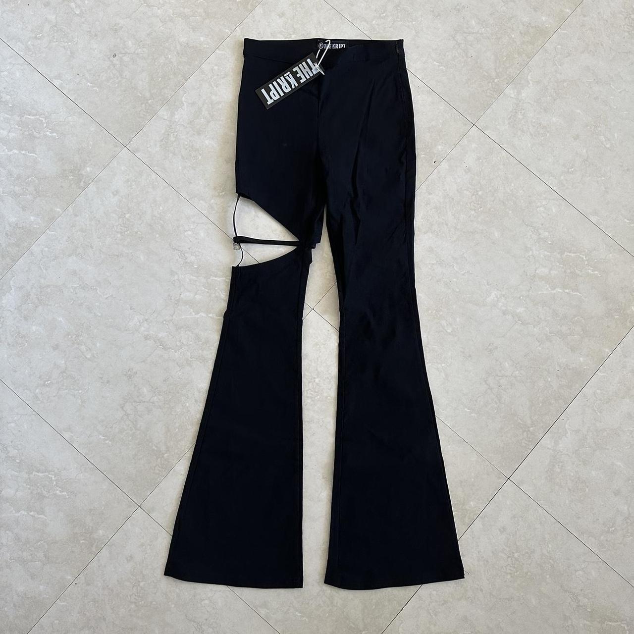 -The Kript Althea flared pants -super cool slit... - Depop