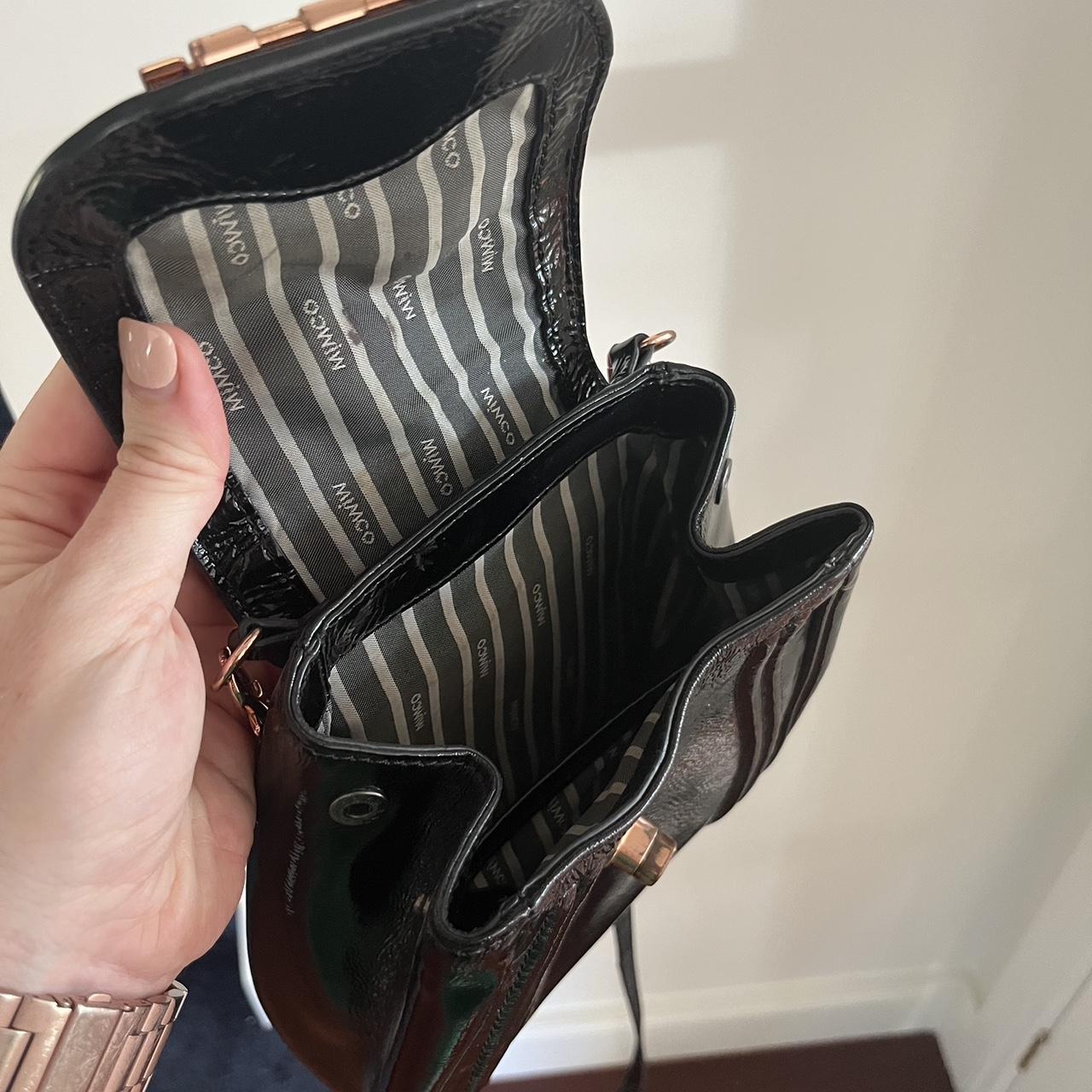 Mimco Patent Leather Crossbody Bag Rose gold buckle - Depop