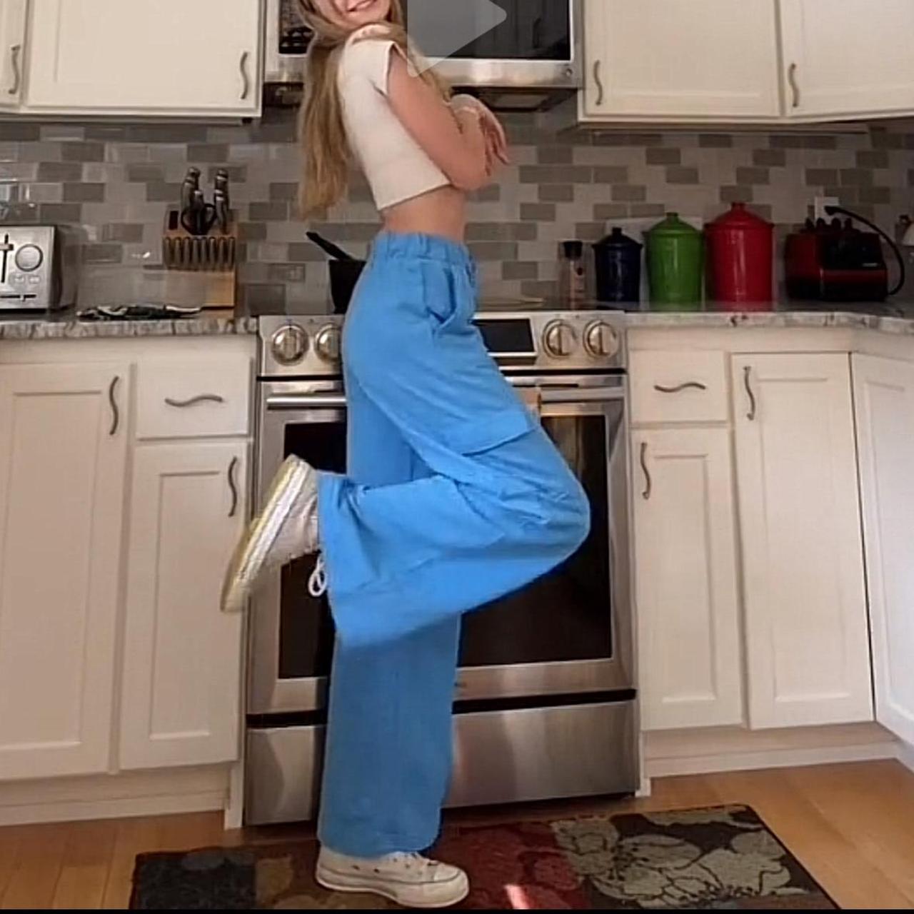 Target Colsie Blue Wide leg Cargo sweatpants - Size... - Depop