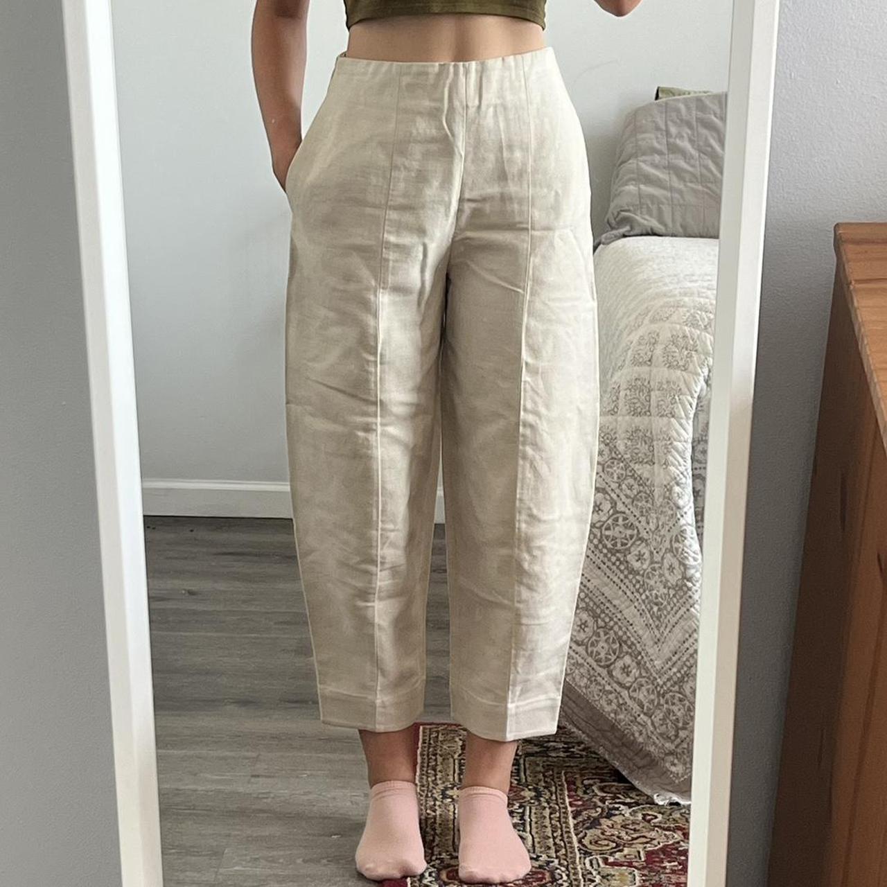 COS cream pants. Linen and cotton blend. Baggy wide... - Depop