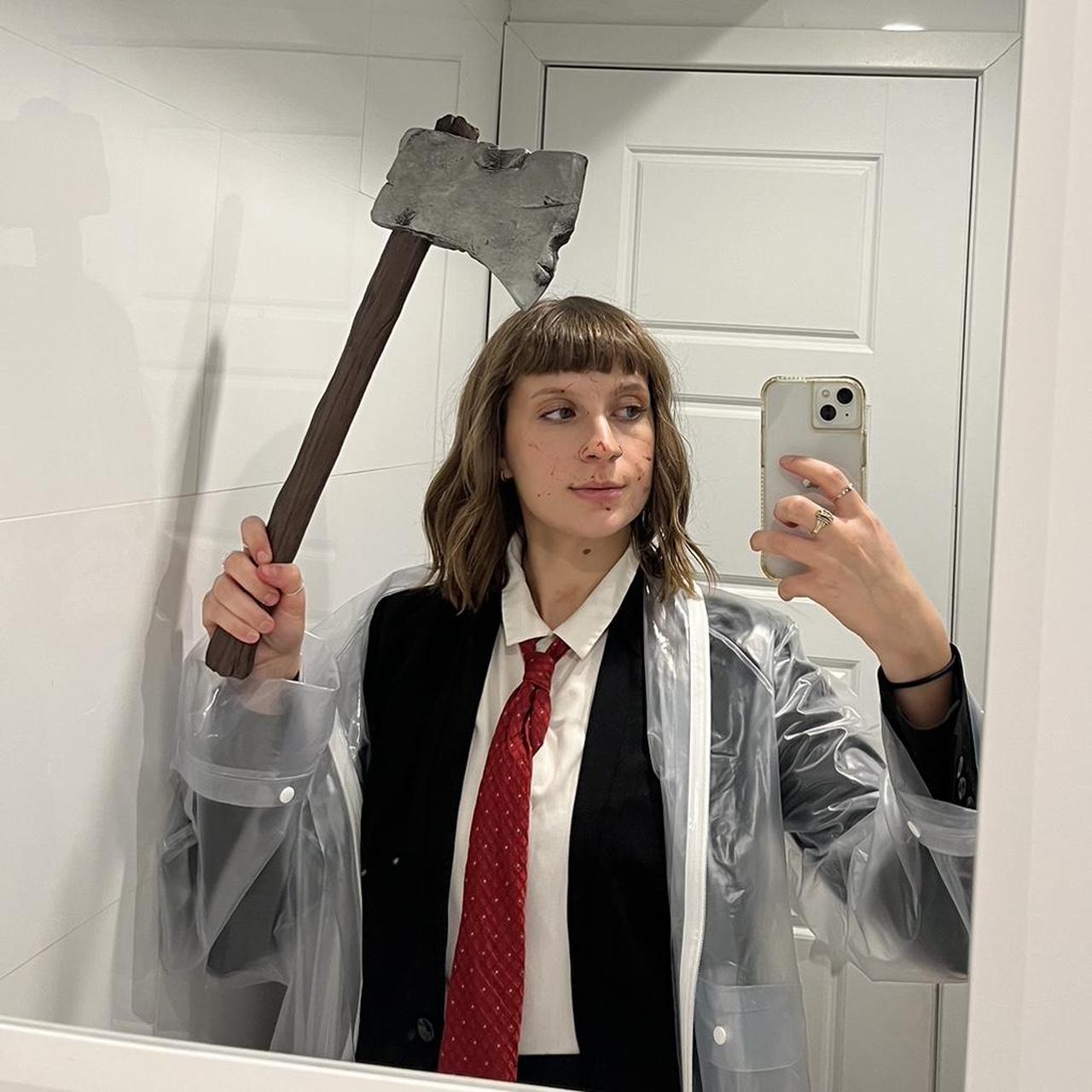 Clear Rain Jacket With hood, white zippers, cuffed.... - Depop