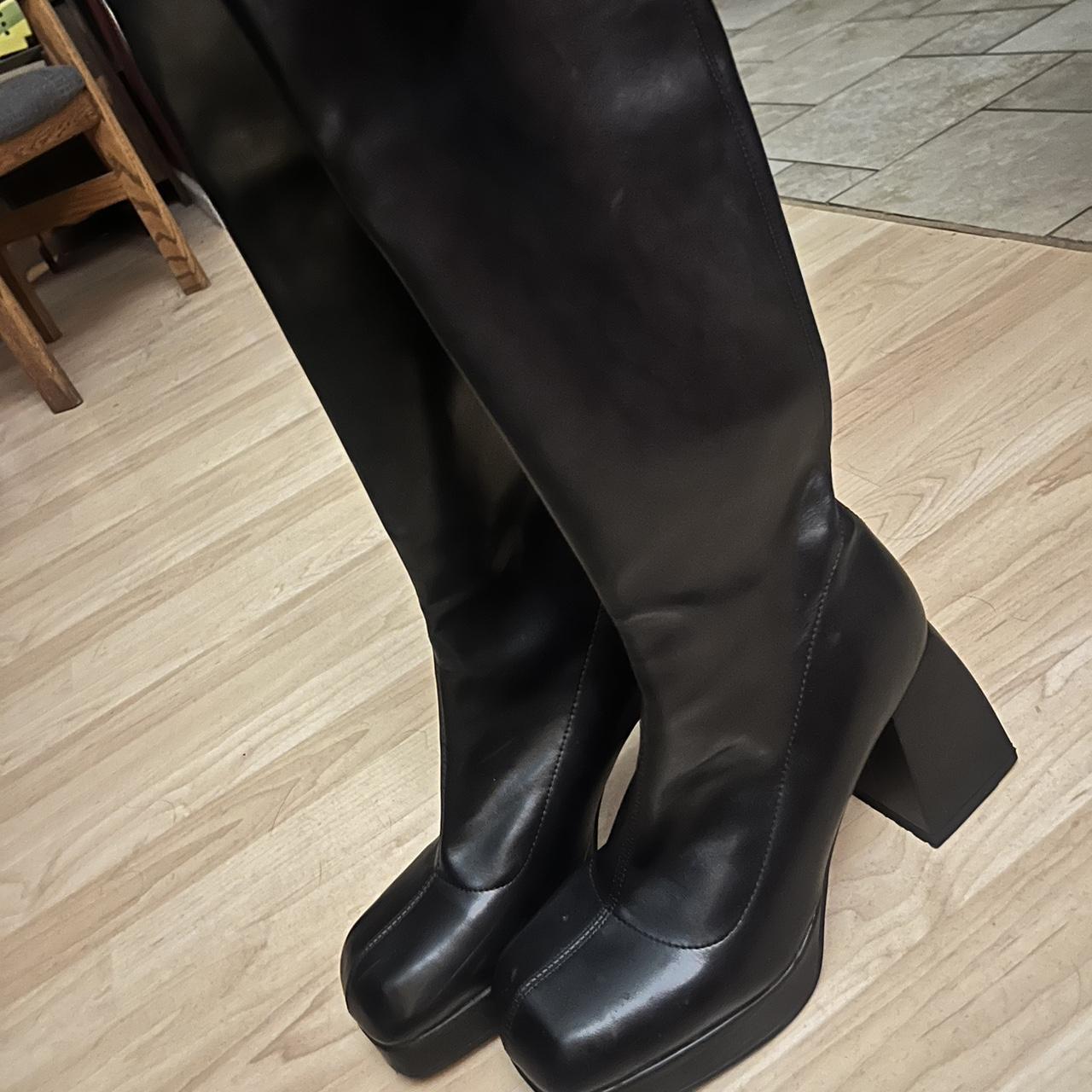 black go go boots women’s size 9 worn only a couple... | Depop