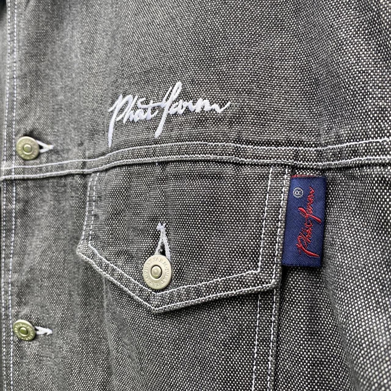 vintage 90s Phat Farm black/grey denim jacket, sick... - Depop