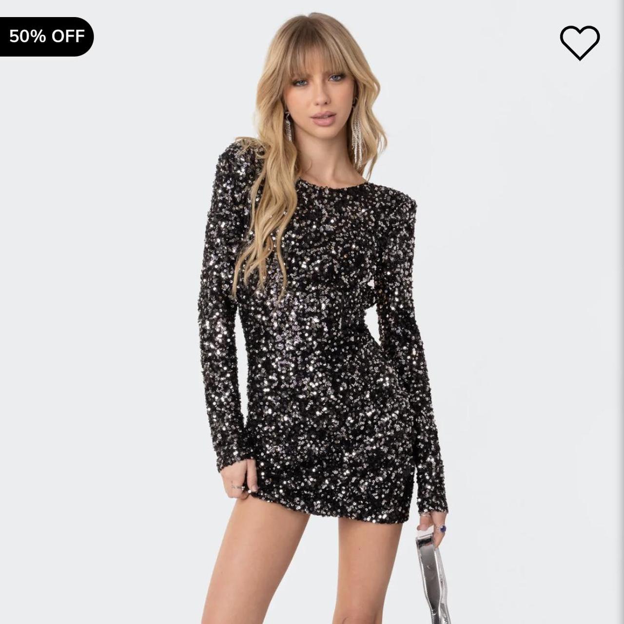 Edikted open back sequin dress. Never worn to big... - Depop