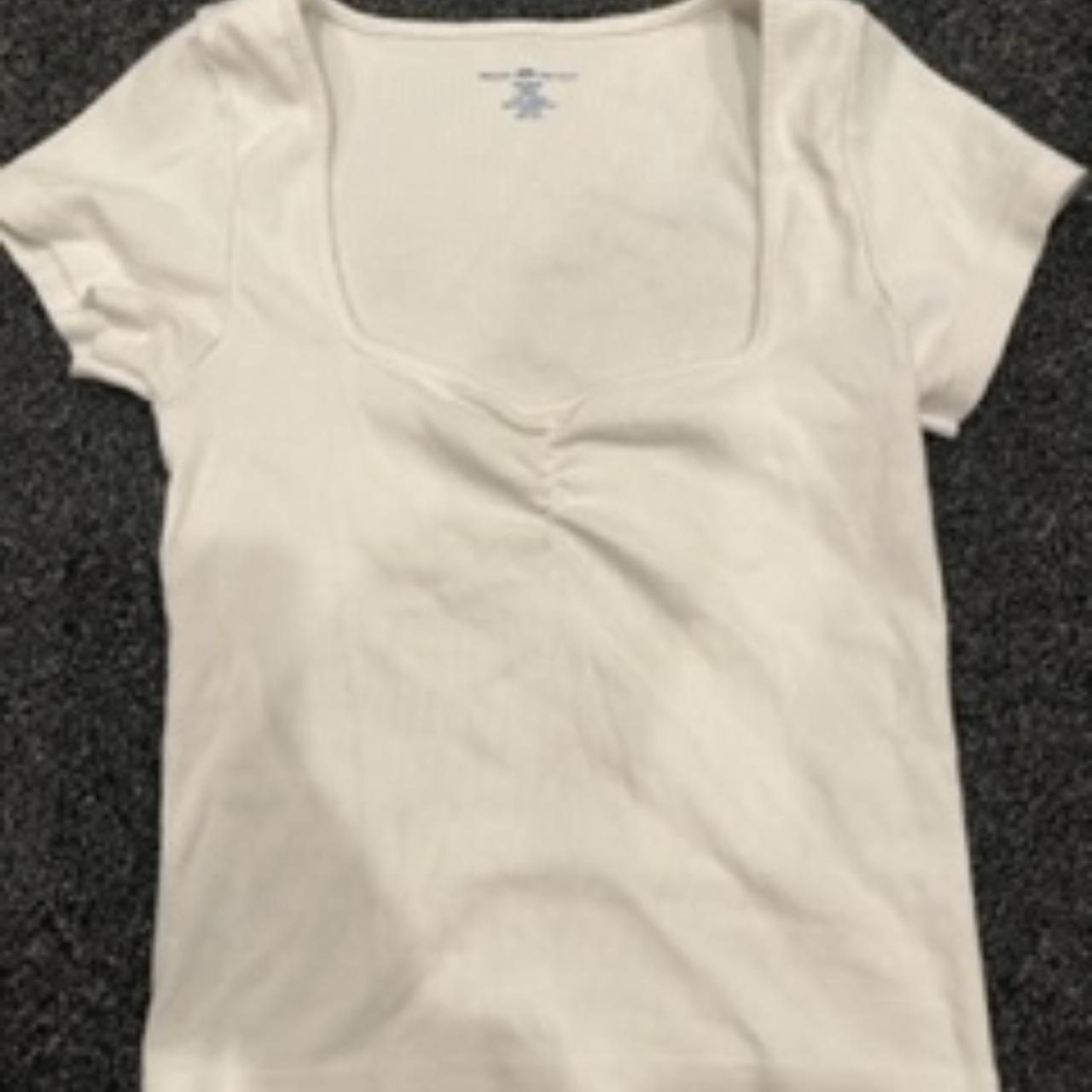 Brandy Melville white V neck top - Depop