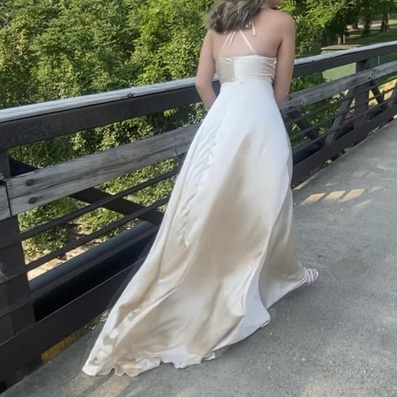 Gold/Beige prom dress! This was worn once and is... - Depop
