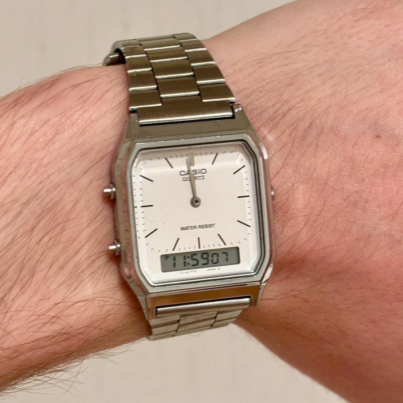 Casio AQ-230 digital stainless steel watch Faint... | Depop