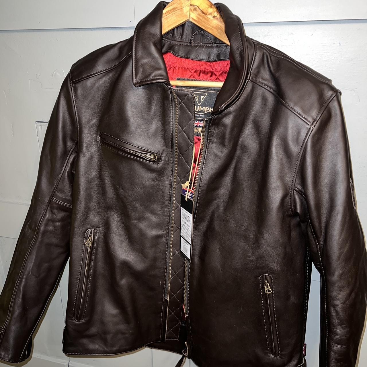 Brand new Triumph Vance brown leather Jacket with... - Depop