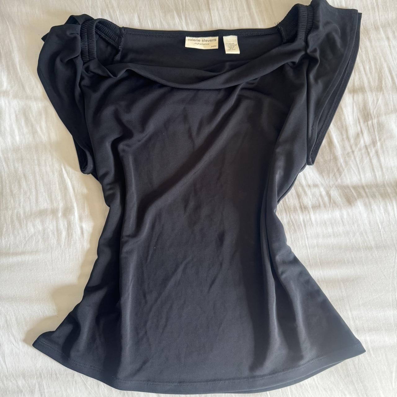 Black Valerie Stevens ruffle sleeve slouch top very... | Depop