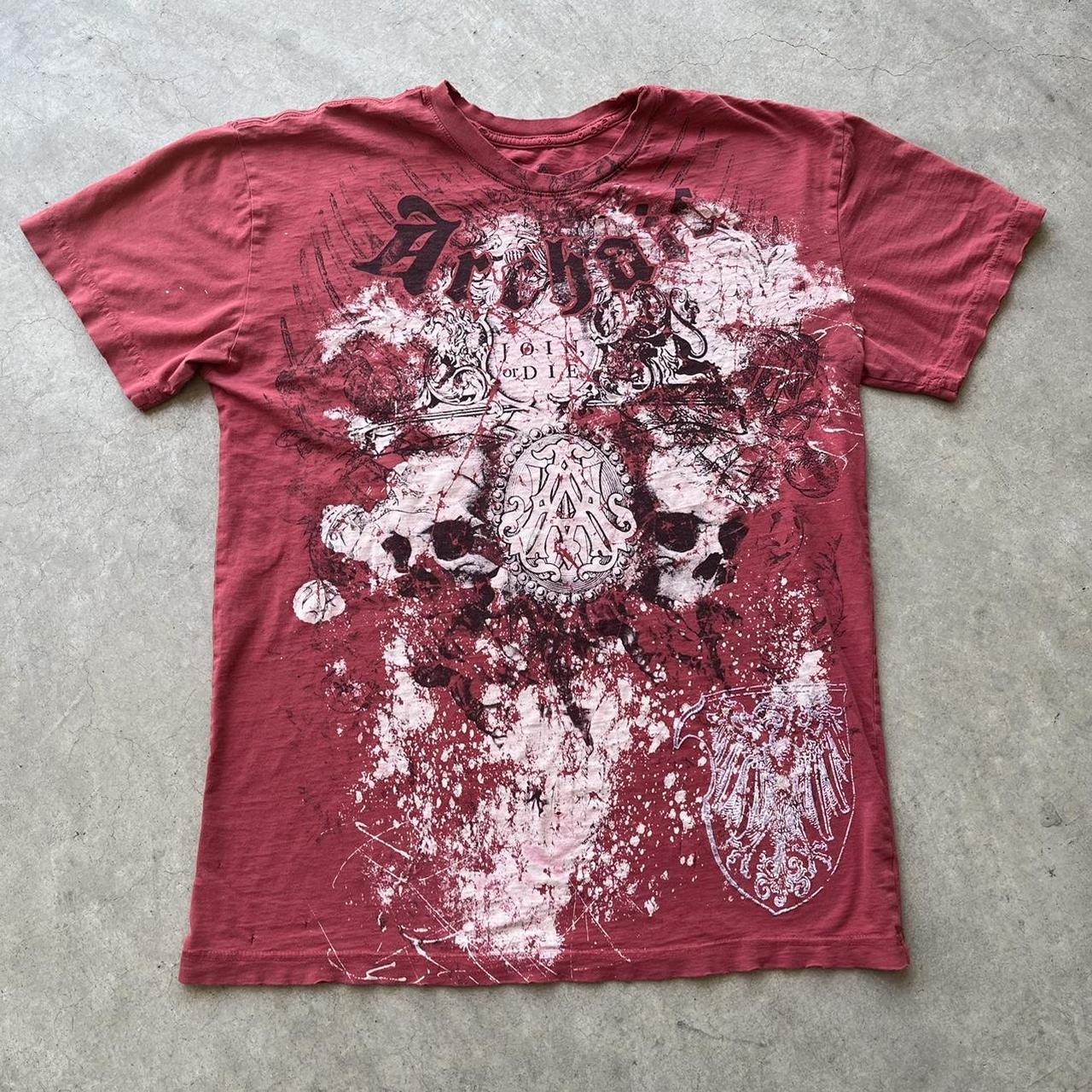 Cyber y2k grunge affliction tee Grunge style tee... - Depop