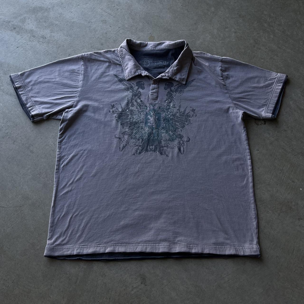 cyber y2k grunge polo tee Grunge style tee from... - Depop