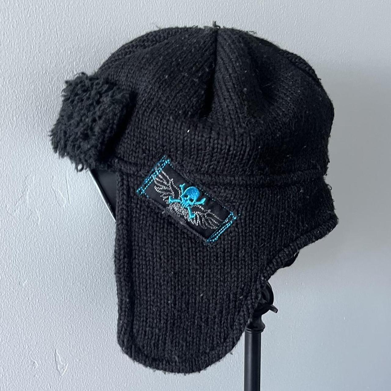 y2k fuzzy skull trapper hat one size fits... - Depop