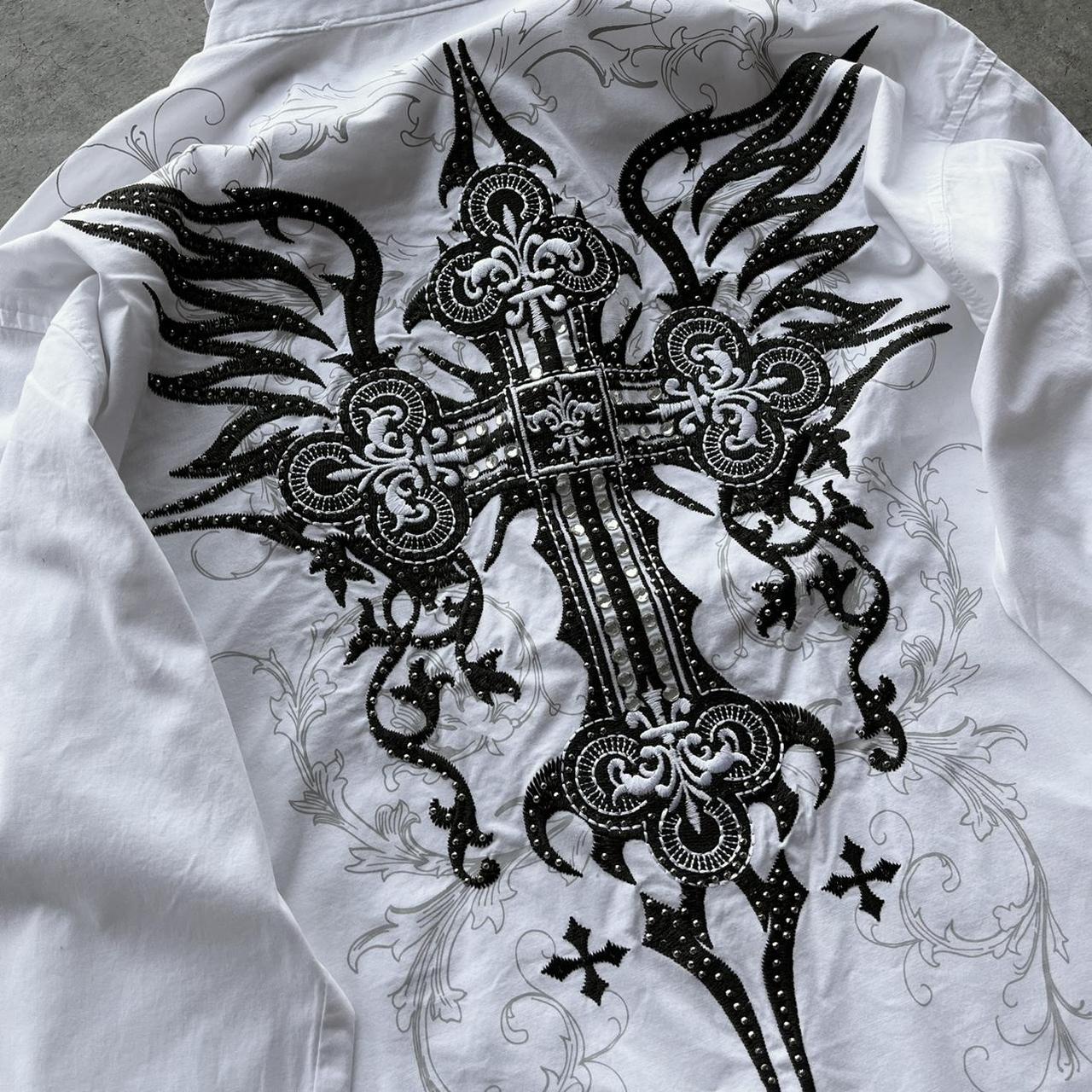 Y2k grunge wings button up grunge style button up... - Depop