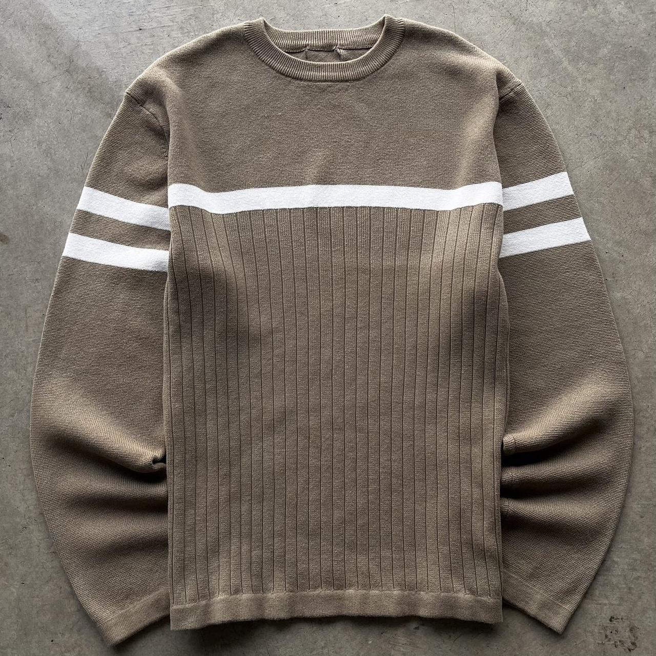 Y2k Grunge striped earthtone sweater grunge style... - Depop