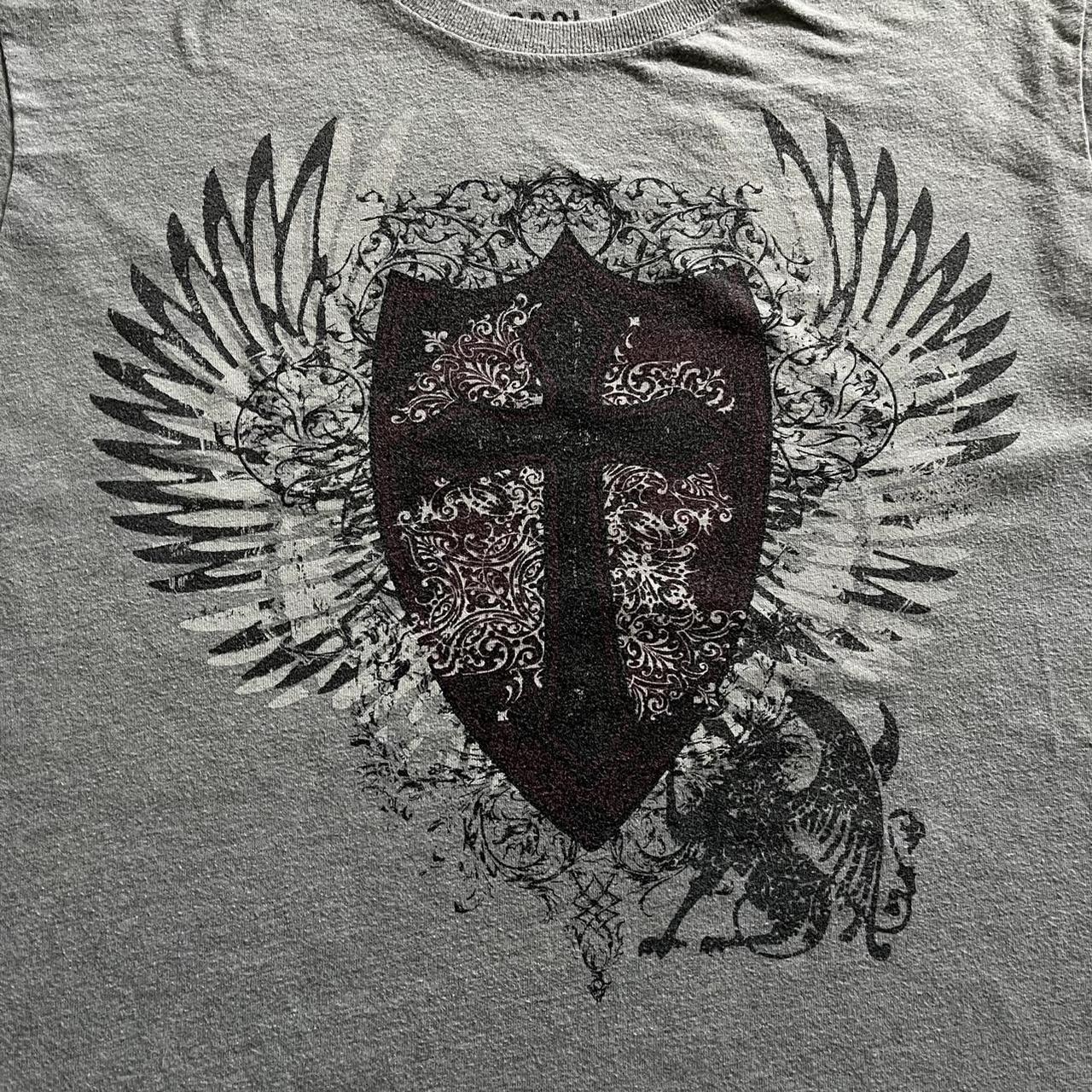 cyber y2k grunge wings tee Grunge style tee from... - Depop