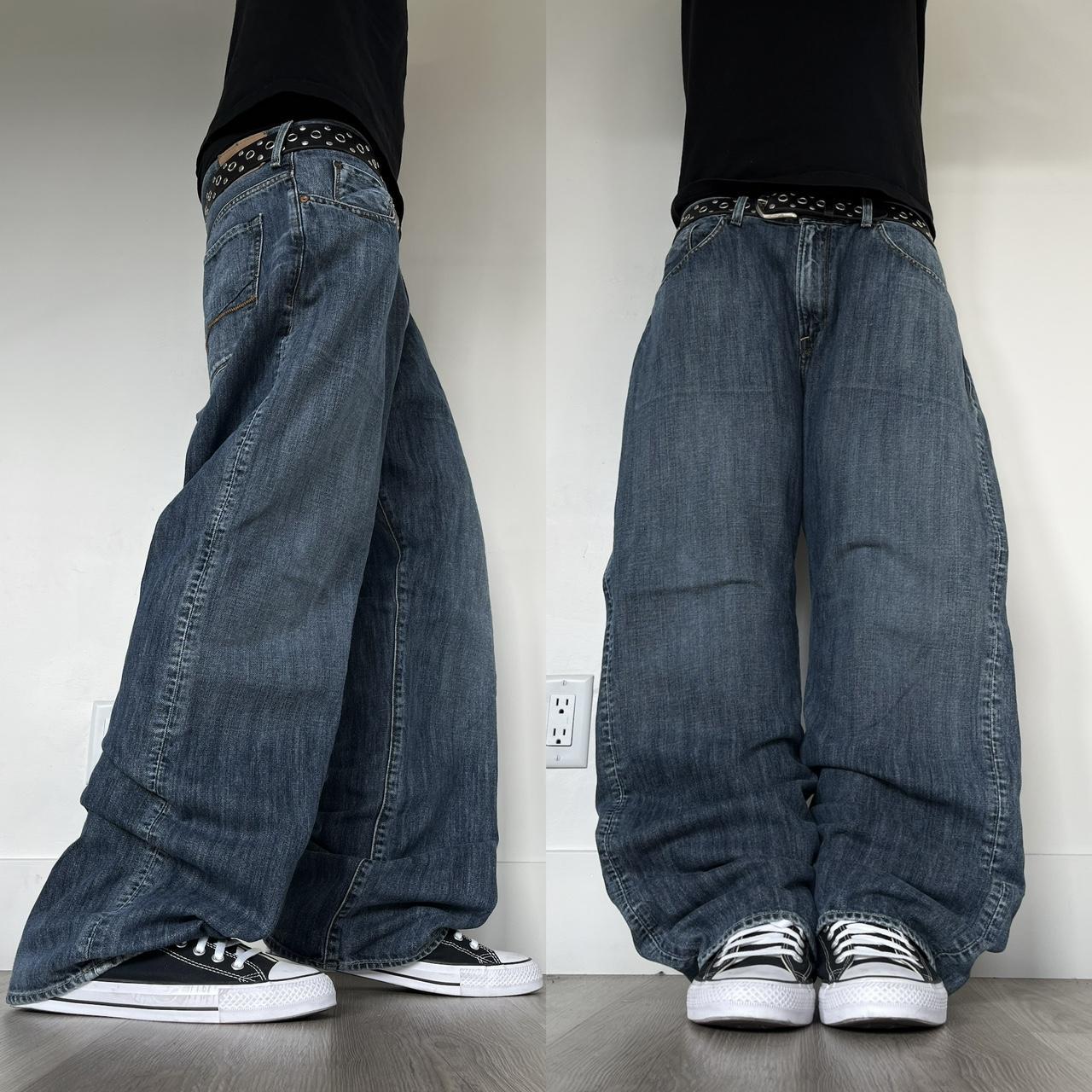 Y2K grunge faded baggy boot cut jeans Grunge style... | Depop