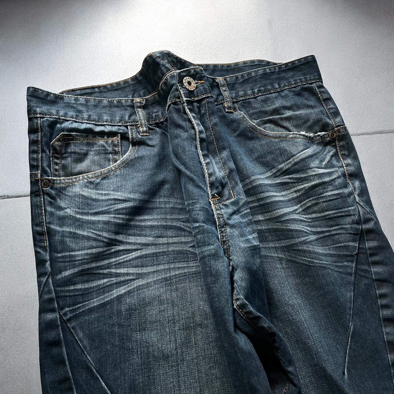 Y2K designer faded baggy bootcut jeans Grunge style... | Depop