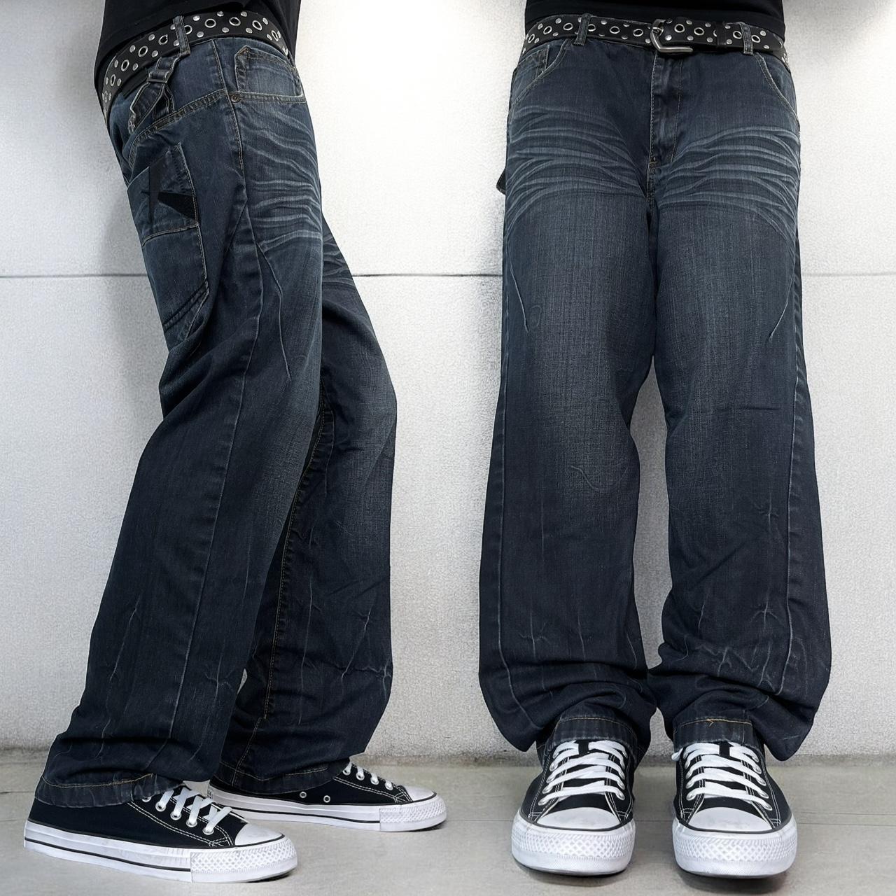 Y2K designer faded baggy bootcut jeans Grunge style... | Depop