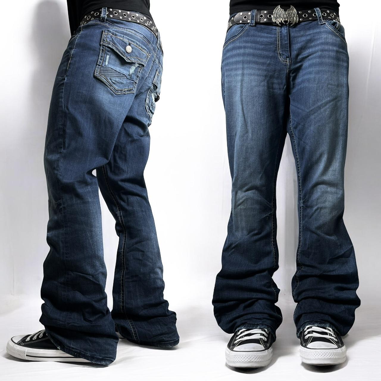 Y2K grunge faded baggy bootcut jeans Grunge style... | Depop