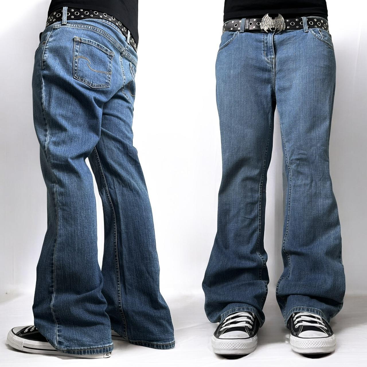 Y2K grunge mud wash baggy bootcut jeans Grunge... | Depop