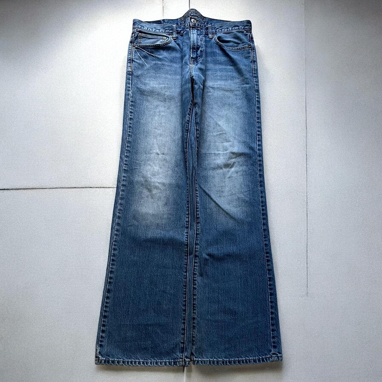 Y2K grunge baggy bootcut jeans grunge style light... | Depop