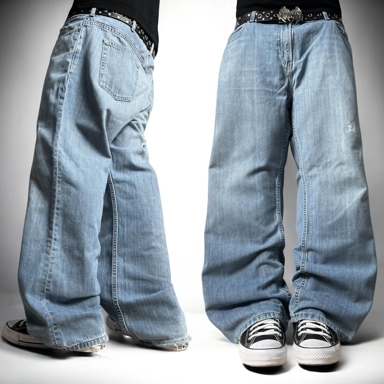 Y2K grunge baggy bootcut jeans Grunge style light... | Depop