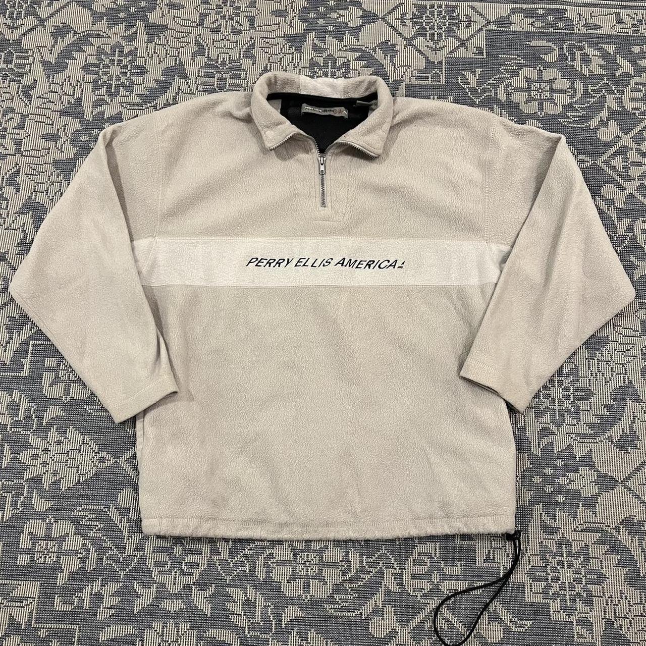 Y2K vintage Perry Ellis half zip sweatshirt Size Large - Depop