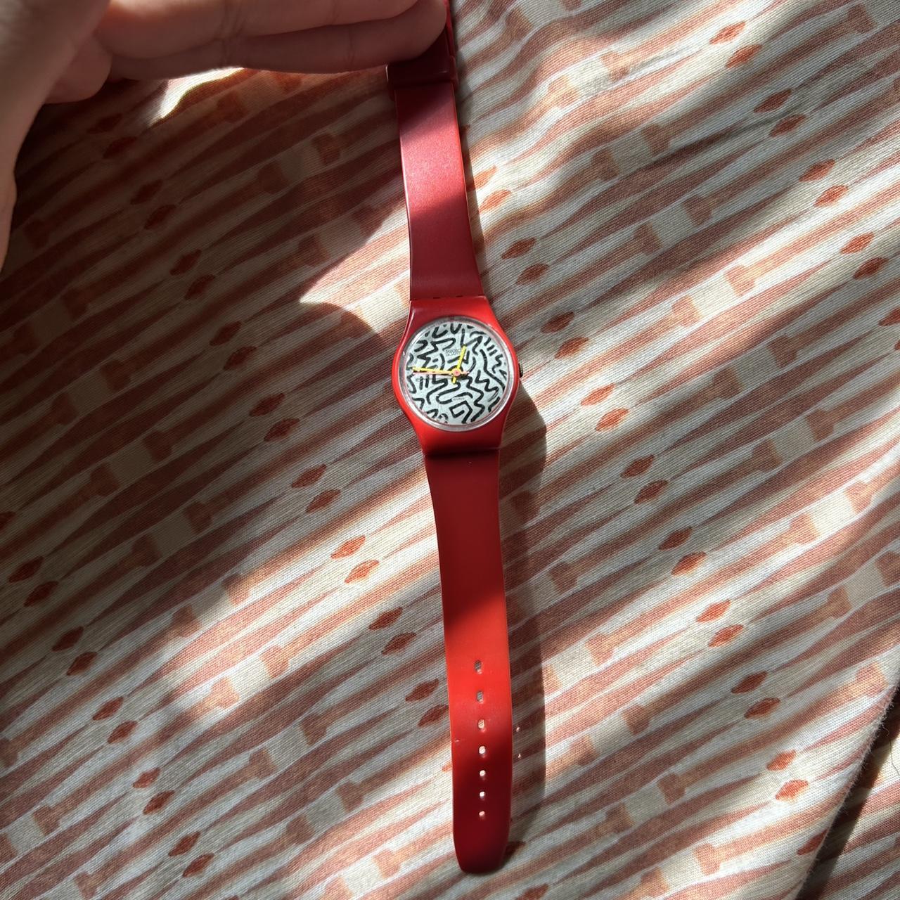 Red Swatch watch from 1984 Swatch - Squiggly –... | Depop