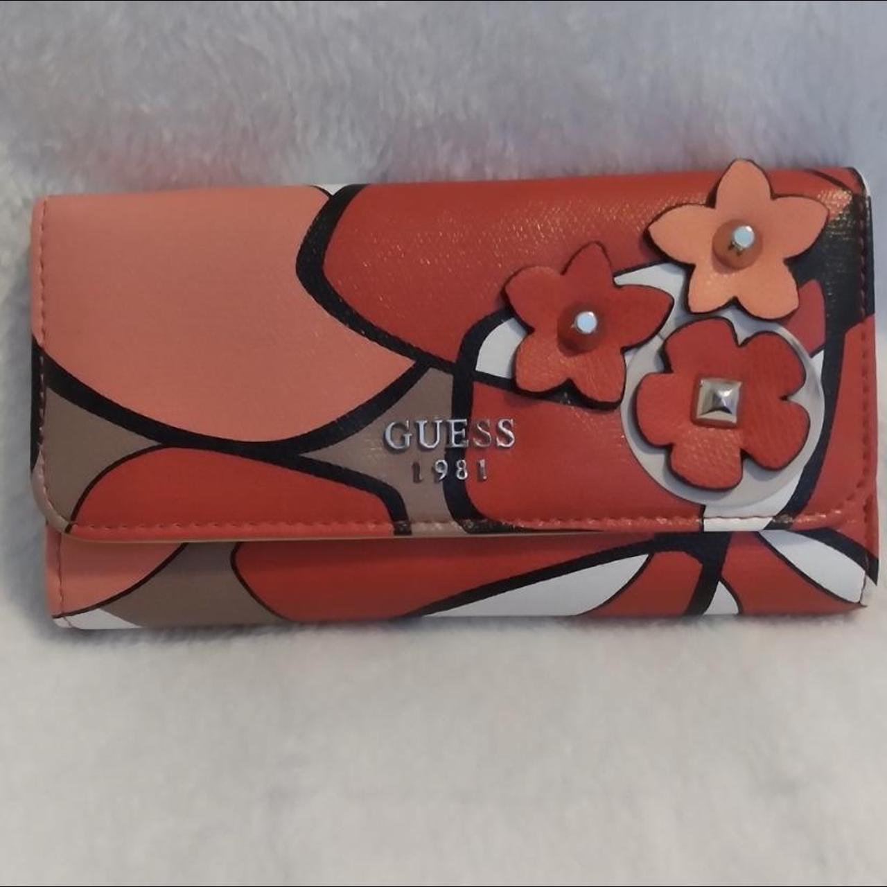 Vintage Guess 1981 Red tri-fold wallet, never used... - Depop