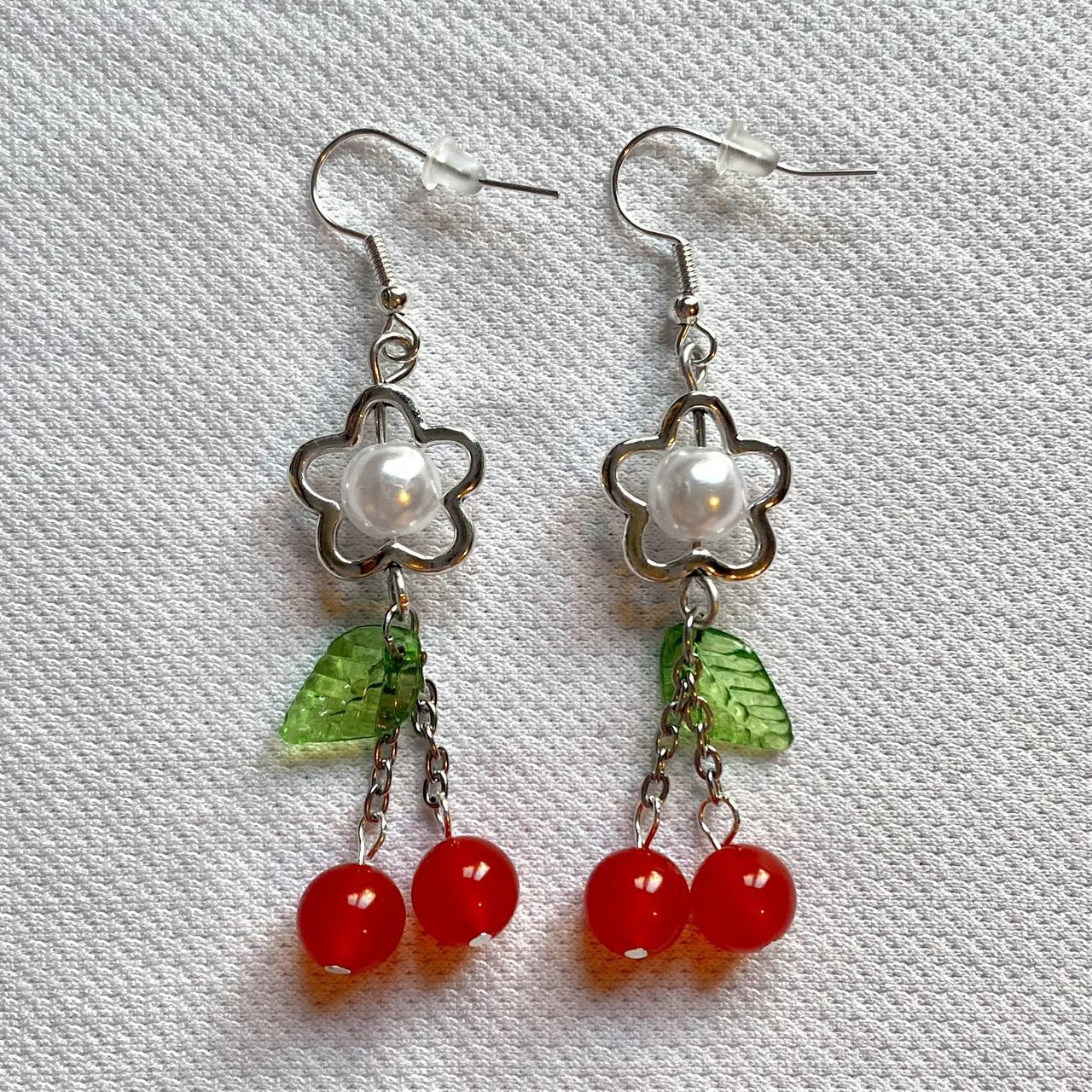 cherry earrings ⭑ [in stock] ♡ made with acrylic,... - Depop