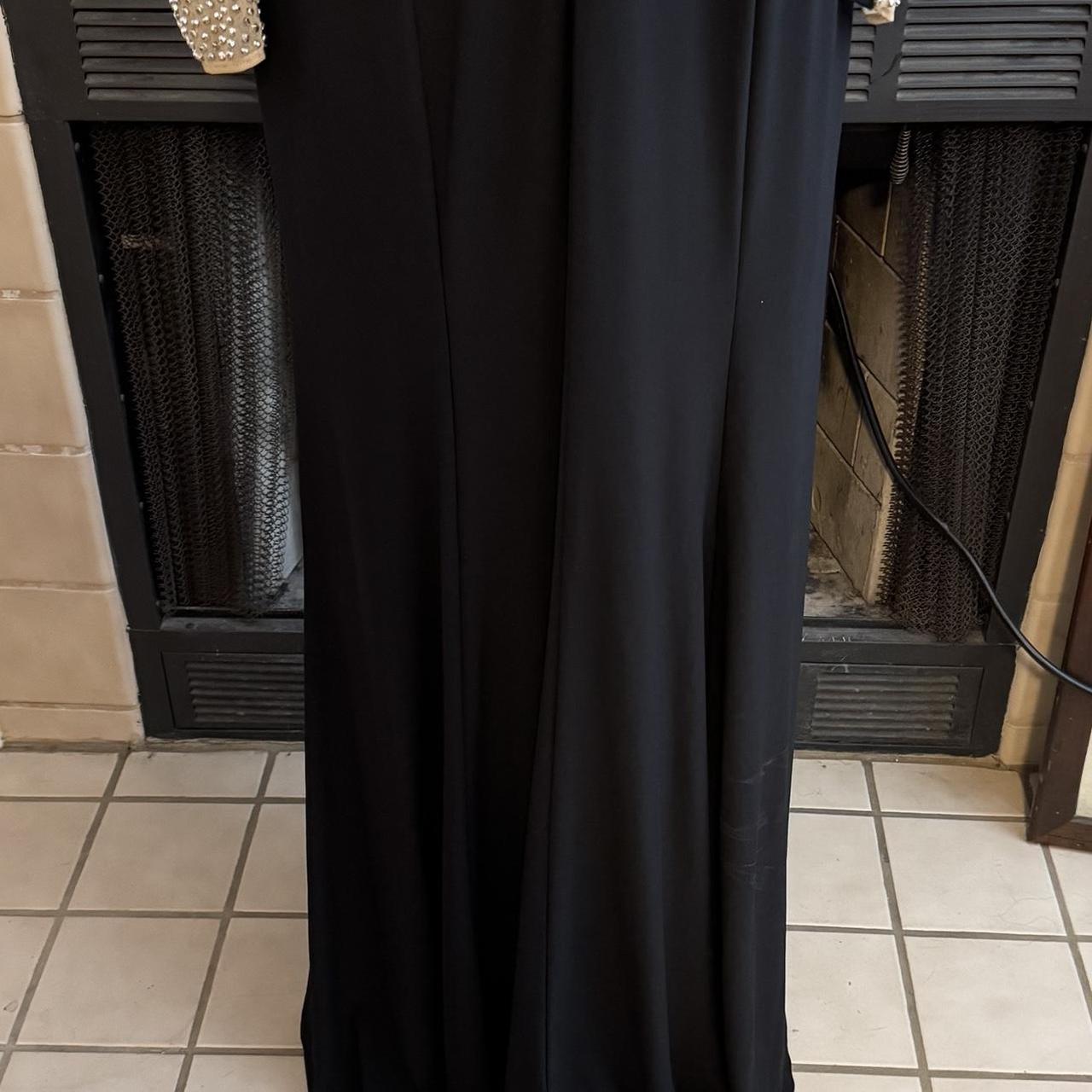 XSCAPE Black and Cream Party Dress with “Gold”... | Depop