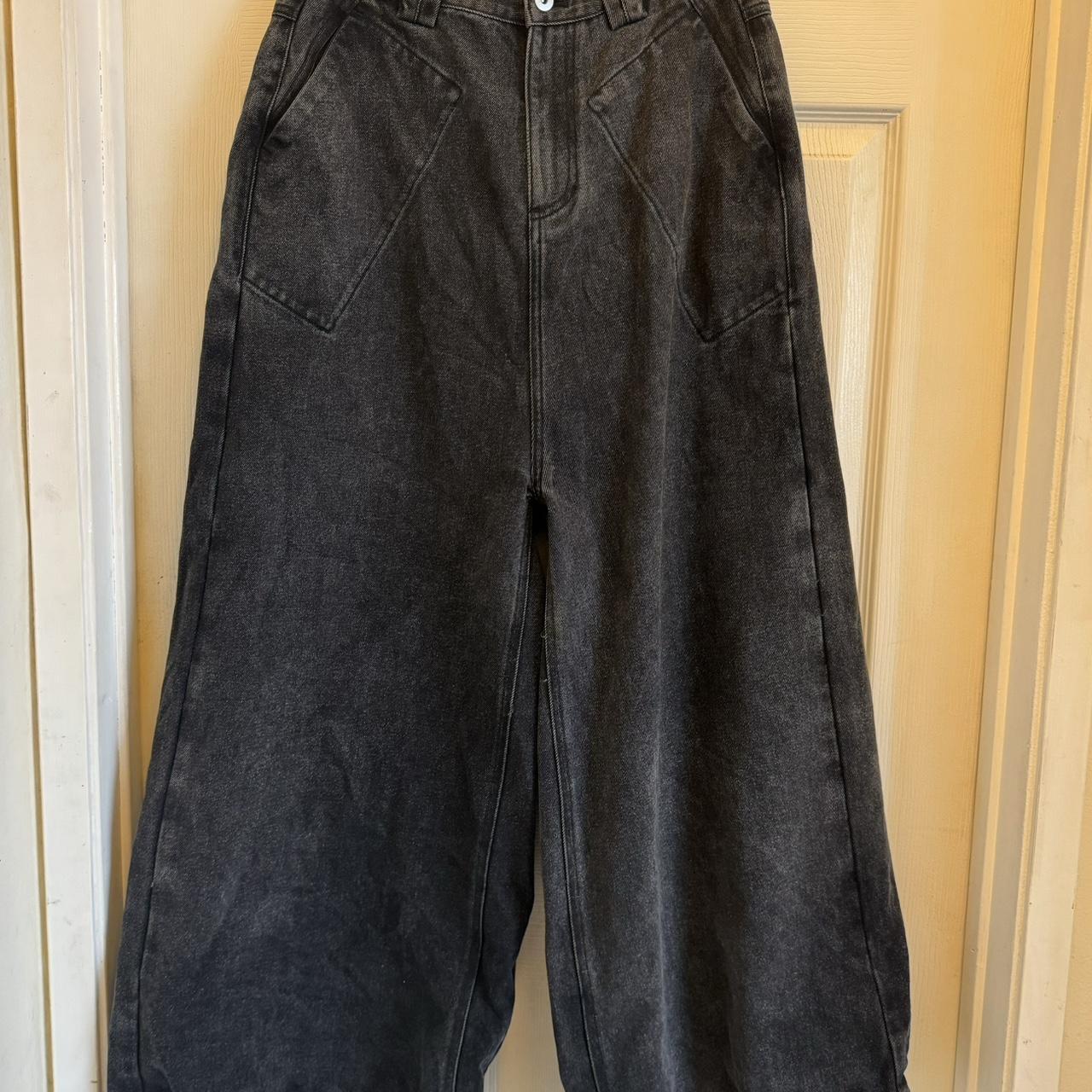 Nfai A shape baggy jeans Wide leg washed black... - Depop