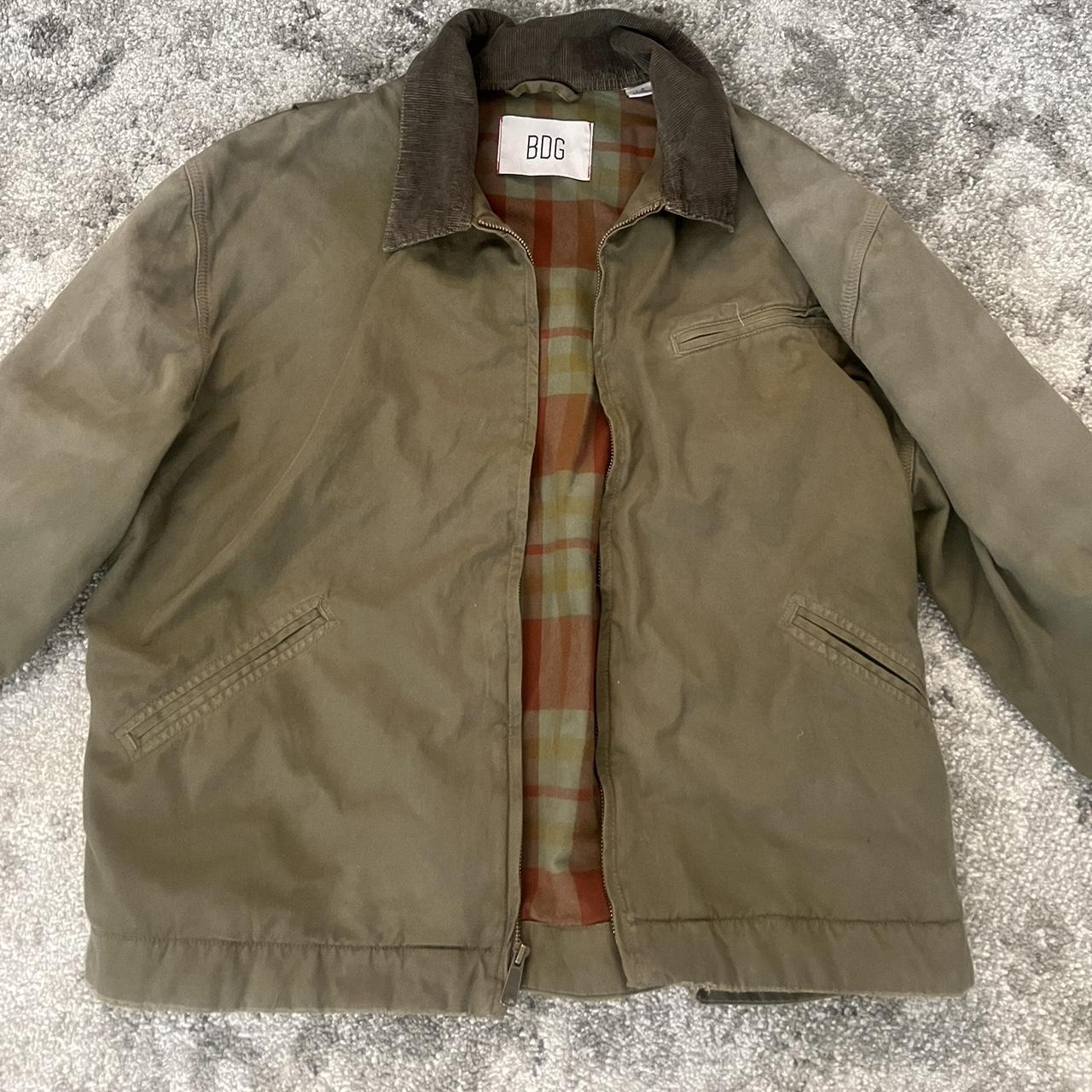 BDG Men's Green and Burgundy Jacket | Depop