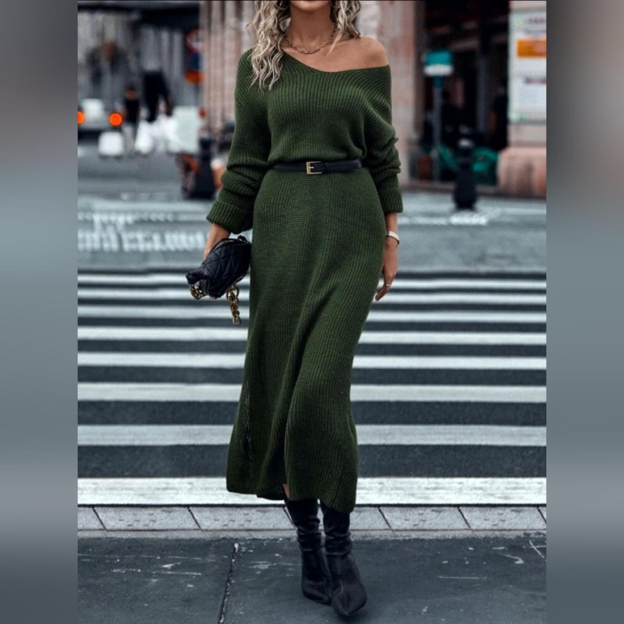 Shein | Green Sweater Dress Sz S Green sweater dress... - Depop