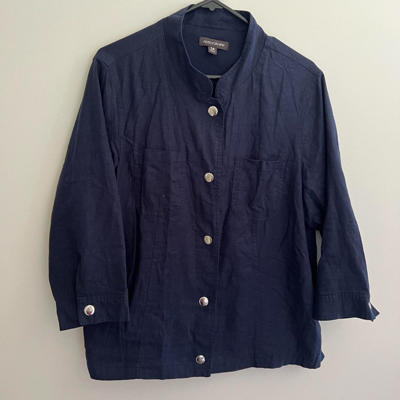 Autograph jacket, AU size 14 Navy Linen Viscose - Depop