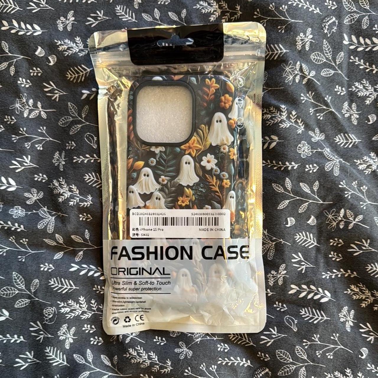 Black and white ghost phone case for iPhone 15 pro... | Depop