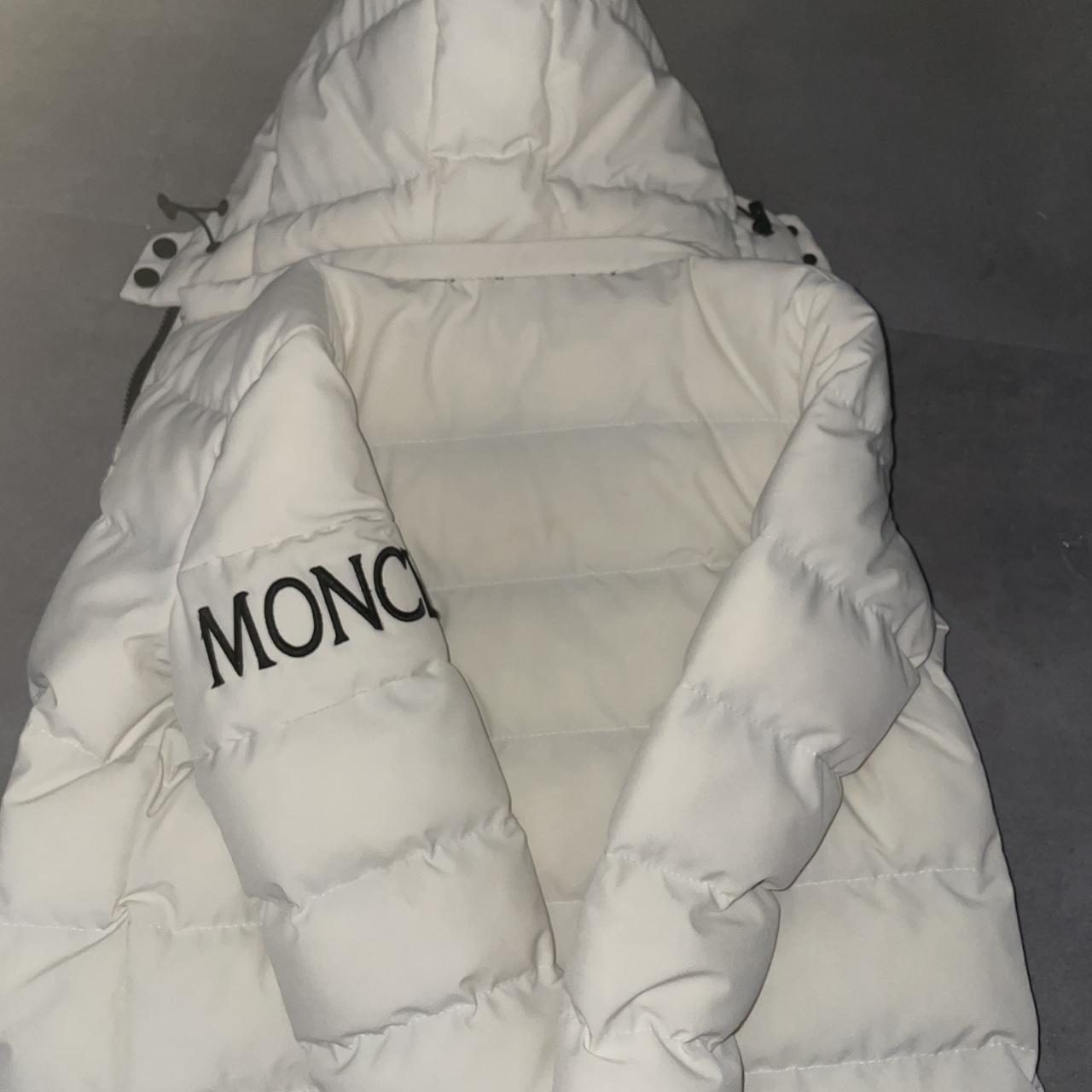 creme moncler coat size 9-10yrs (kids) only worn... - Depop
